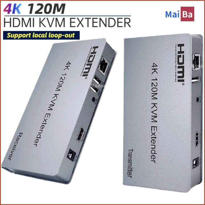 4K KVM HDMI Extender Over Cat5e/6 Rj45 Ethernet Cable up to 120M 4K 30Hz HDMI USB extender ...