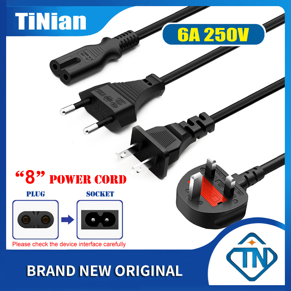 IEC320 C7 8 Type Power Supply Cable AC 220V 6A US UK EU Lead Wire ...