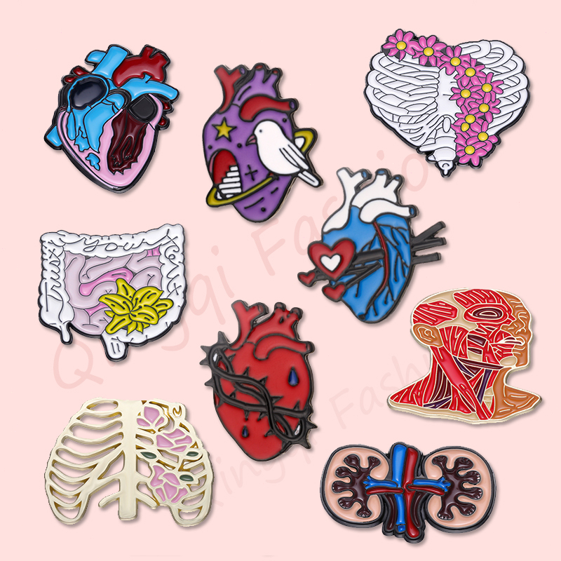 Organ Brain Heart Enamel Pins Brooch Anatomy Medical Brooches Lapel ...