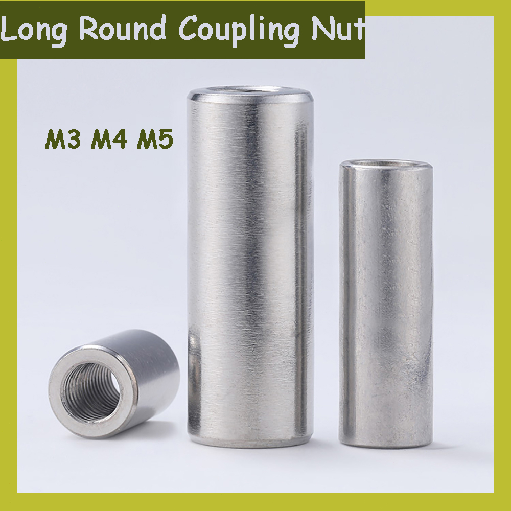 M3 M4 M5 Long Round Coupling Nut Bar Stud Connector Rod 304 Stainless Steel | Shopee Malaysia