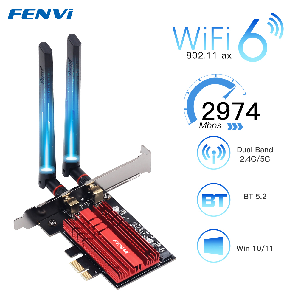 3000Mbps WiFi 6 PCI-E for Bluetooth 5.2 Dual Band Desktop AX200 Gaming ...