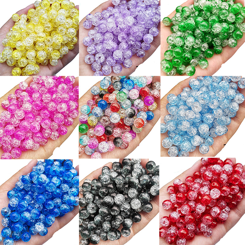 8mm/10mm/12mm Double Color Round Acrylic Cracked Beads Loose Beads for ...