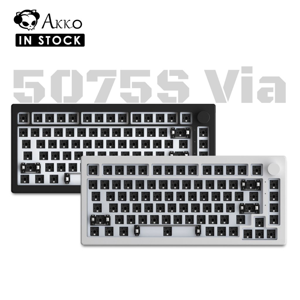Akko 5075S VIA Barebone Kit for Custom Keyboard, Backlit Hotswap Mechanical Keyboard DIY Kit, 75 ...