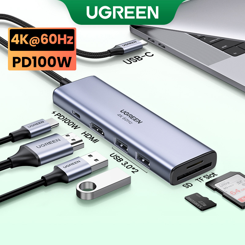UGREEN USB C Hub Type C Dongle 4K 60Hz, 6 in 1 USB C Adapter with 4K ...