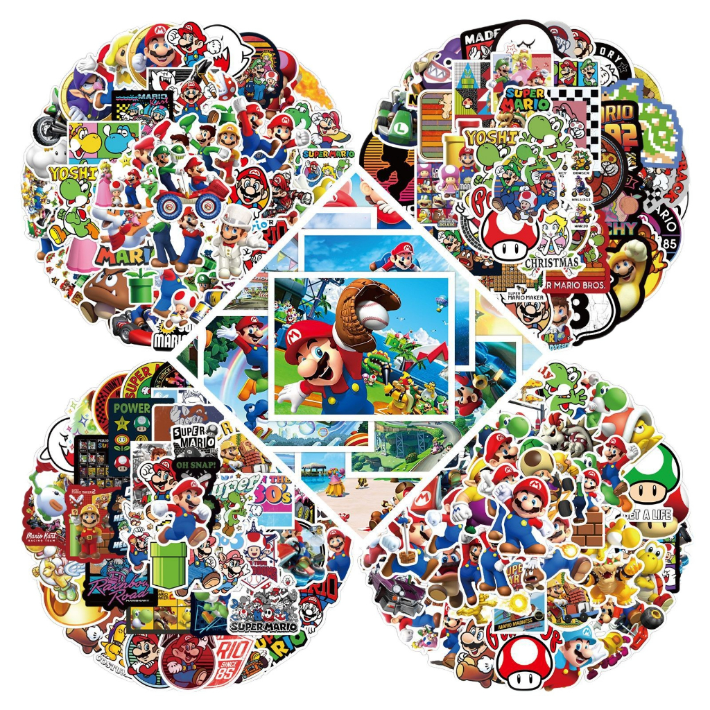 300/200/100/50PCS Super Mary Super Mario Bros Stickers For Luggage ...