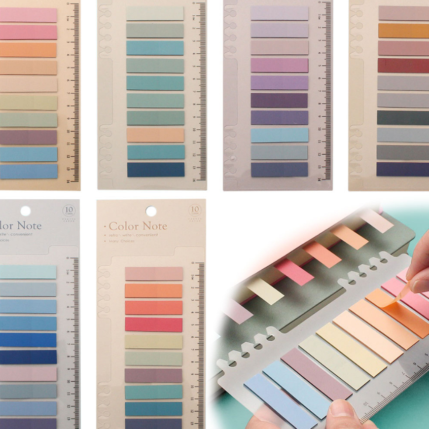 1200pcs Colorful Sticky Notes with Ruler Memo Pad Lable Sticker Book ...