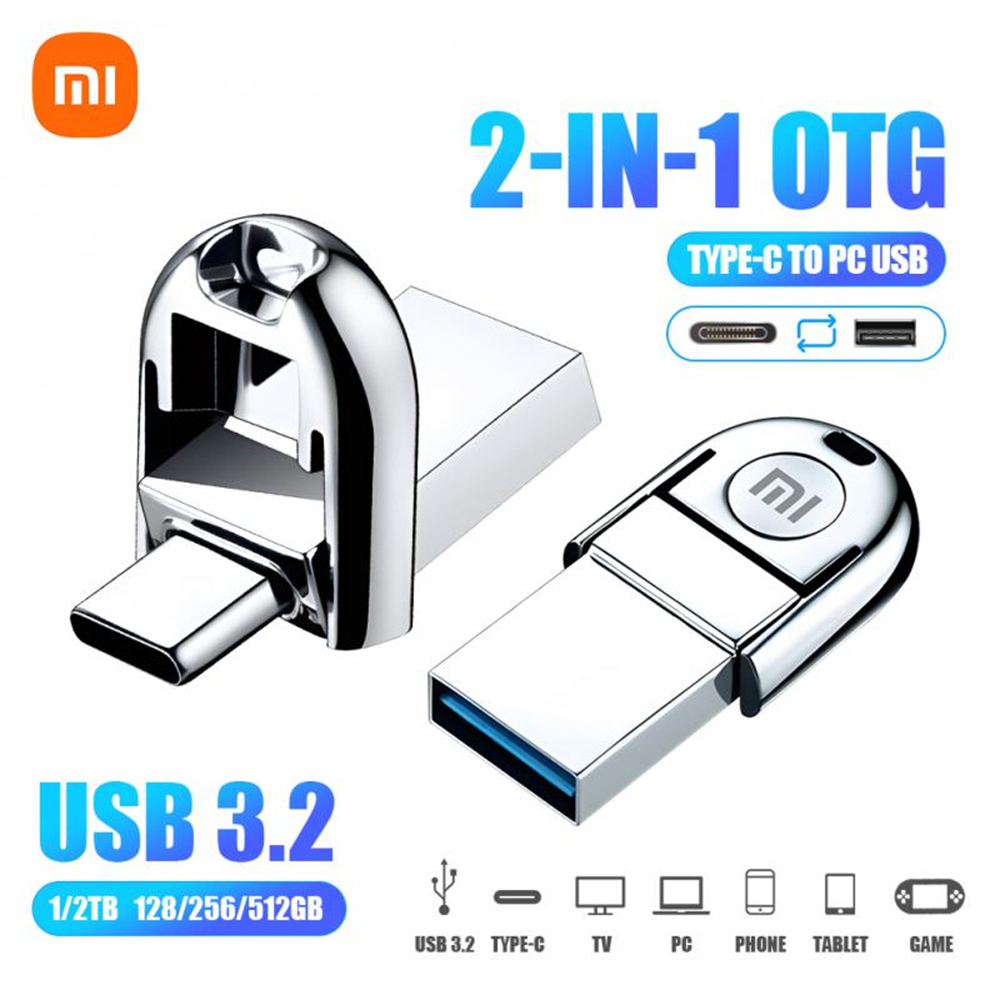 XIAOMI 2TB USB Flash Drives 2-IN-1 High Speed Pen Drive Mental Usb 1TB ...
