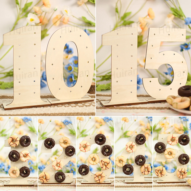DIY Wooden Numbers Donut Stand Backdrop Number Donuts Wall Display ...