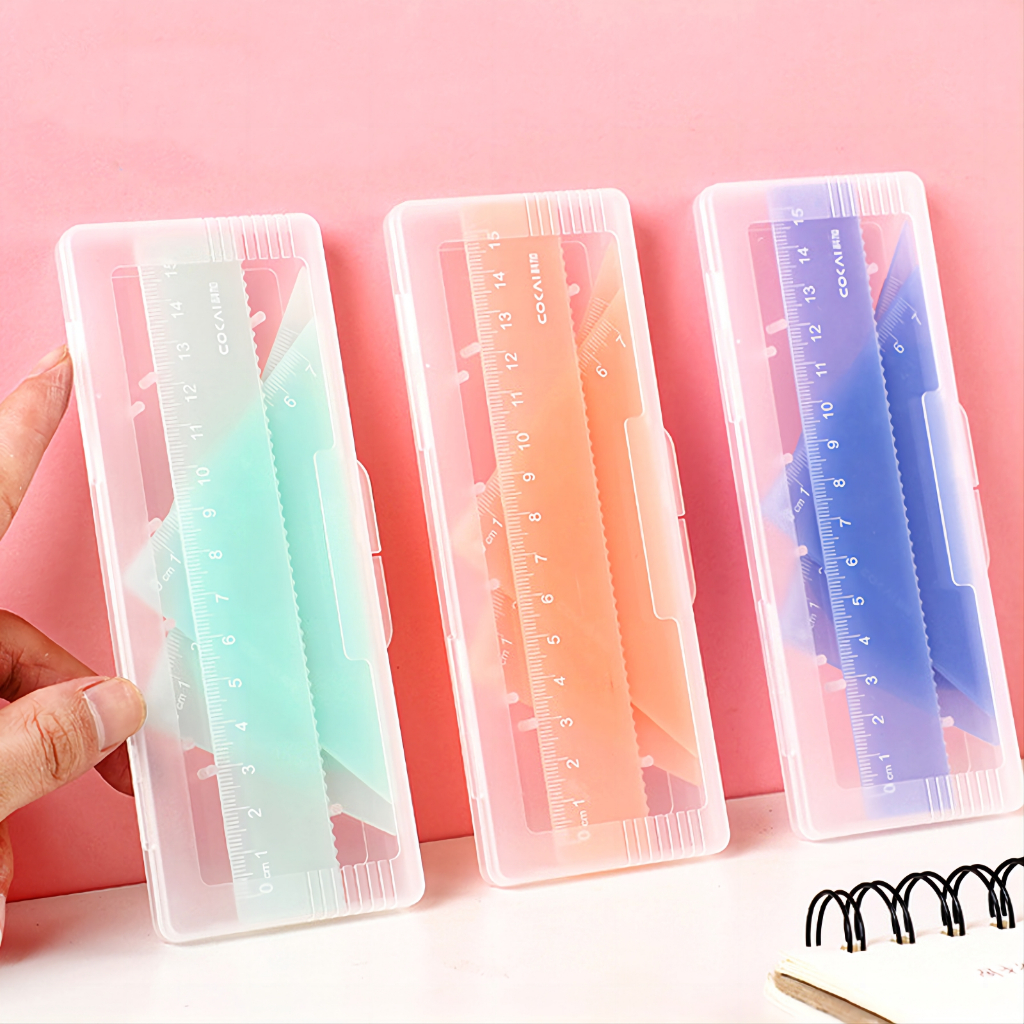 Macaron Color Set Ruler Triangle Board Protractor Transparent Plastic ...