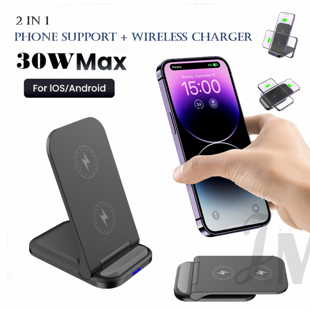 30W Wireless Charger iphone Phone Support Fast Charging Pad Quick Charge QC 3.0 For iPhone 14 13 ...