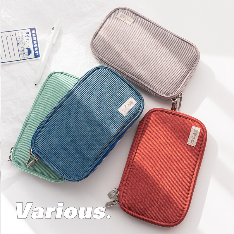 Penlab Kokuyo Corduroy Pan Case Flat Open Multi Pocket Pen Pencil Bag ...