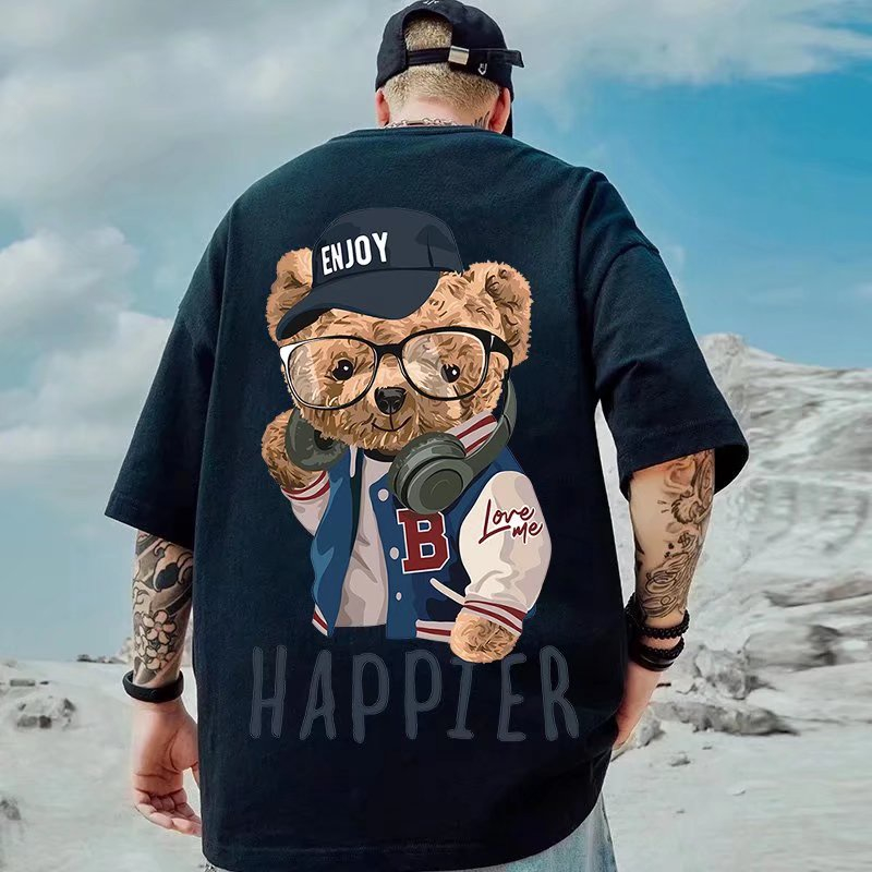 PUERCI fashion trends Little Bear boys printed short-sleeved T-shirt ...