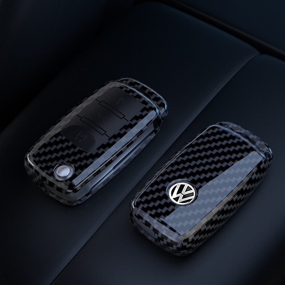 Fashion Carbon Fiber Car Key Silicone Cover Case For Volkswagen VW Golf ...