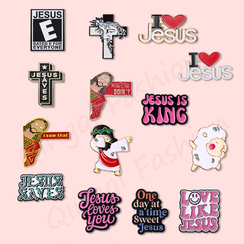 Jesus Saves Enamel Pins Creative I Love Jesus Texts Brooch Lapel Badges ...