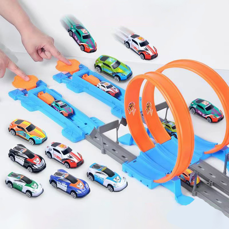 Looping 360° Radical Double Toy Track w/2 Hotwheels Launcher Carts ...