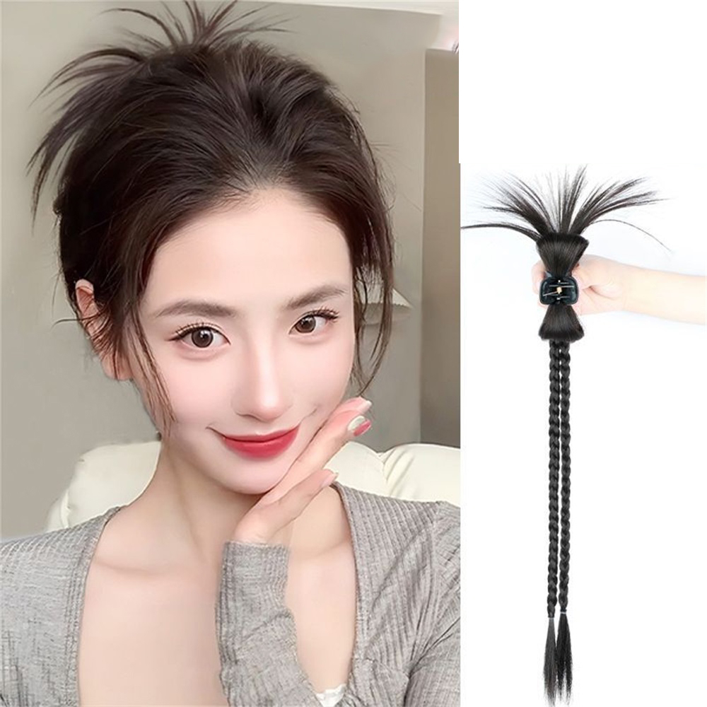 Y2k Half Tie Feather Shuttlecock Twist Braid Wig Lazy Style High Skull