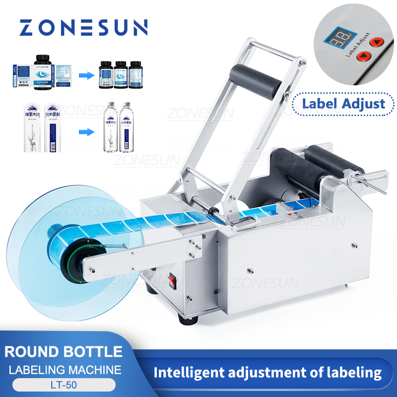 ZONESUN Round Bottle Label Machine Plastic Labeling Sticker Machine ...