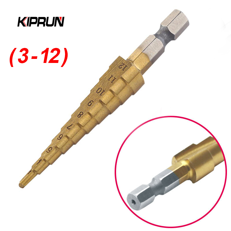 KIPRUN 3-12mm HSS Step Universal Drill Bit Set, 3-12mm HSS Titanium ...