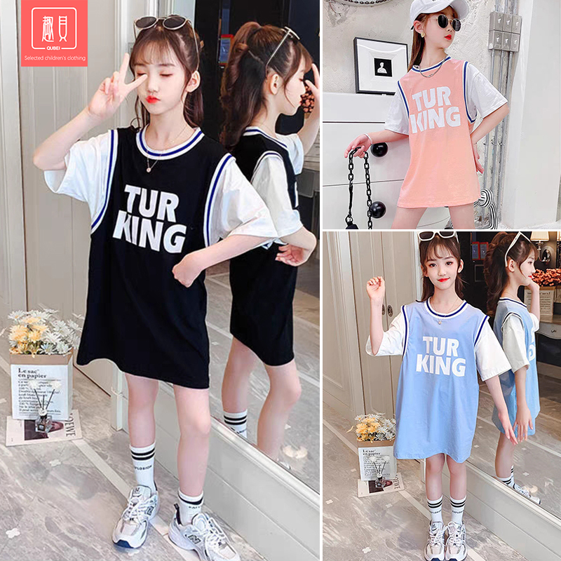 3-14 years Summer Girls Short-Sleeved Top Girls Basketball clothes Girl ...