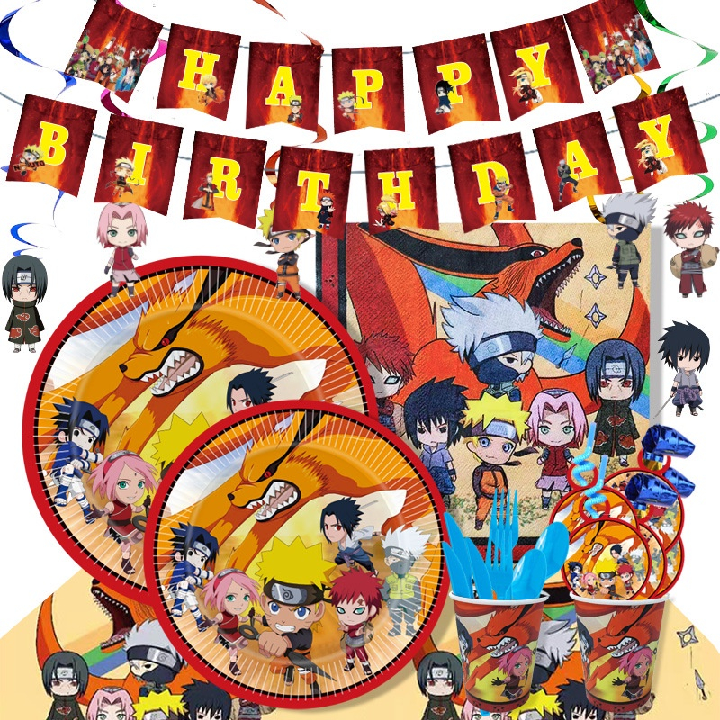 Naruto Theme Party Supplies Banner Tablecloth Paper Hats Balloon Candy ...