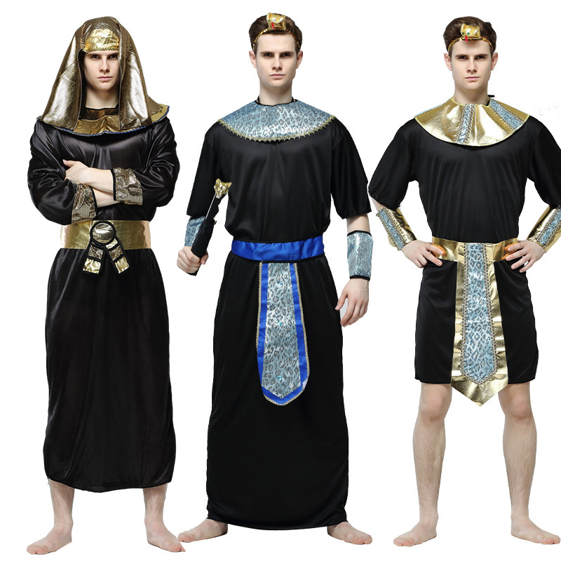 Plus size Man Ancient Egypt Pharaoh Black Robe Costume Anubis Soldier ...