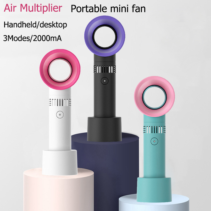 Mini handheld Bladeless fan portable small fan 3Mode camping office ...