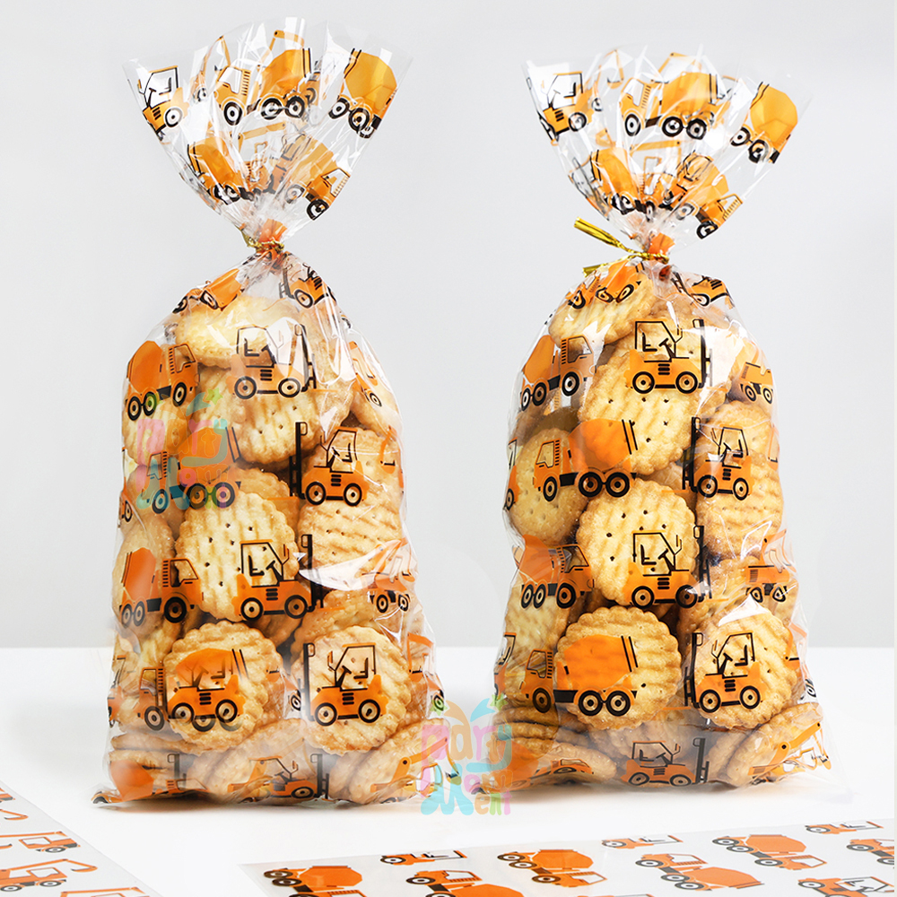 20pcs/set Construction Theme Transparent Candy Bag Biscuit Bags for ...