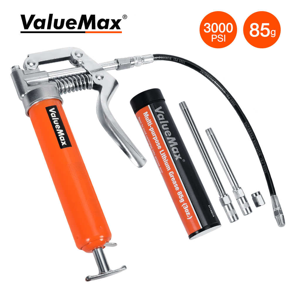 ValueMax Mini Grease Gun Kit Pump (3000 PSI) with 3 OZ Grease 12 ...