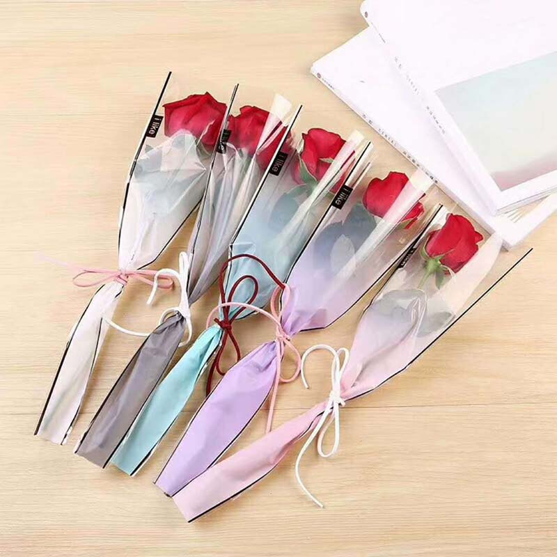5pcs Flower Packaging Bag Single Rose Valentine's Day Bouquet Gift ...