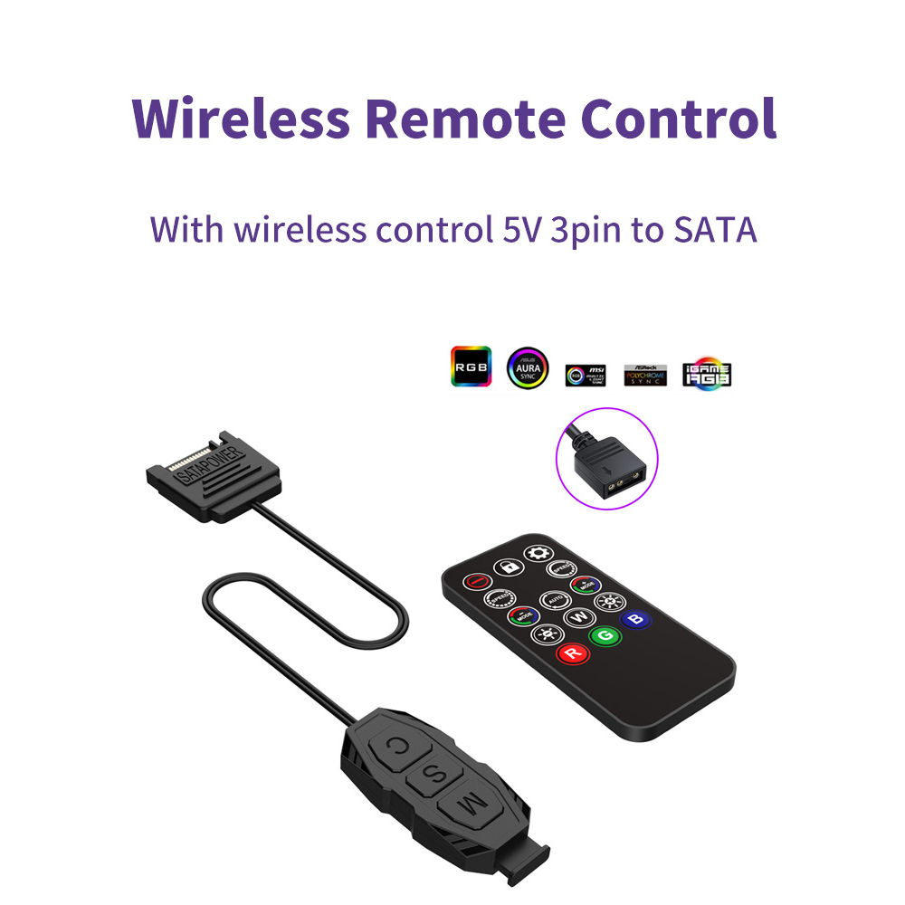 5V 3pin ARGB Controller 3Pin Case CPU Fan Light With RGB Wireless Sata ...