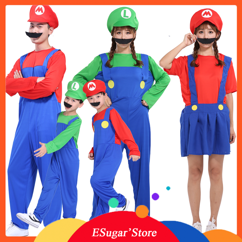 Baju Super Mario kid Costume cosplay for Boy Girl Men Halloween ...