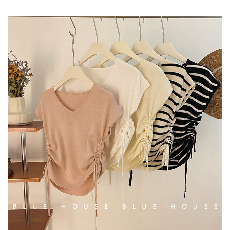 Korean Retro V-neck Flying Sleeves Ice Silk Knitwear Women's Summer ... Korean Retro V-neck Flying Sleeves Ice Silk Knitwear Women's Summer ...
