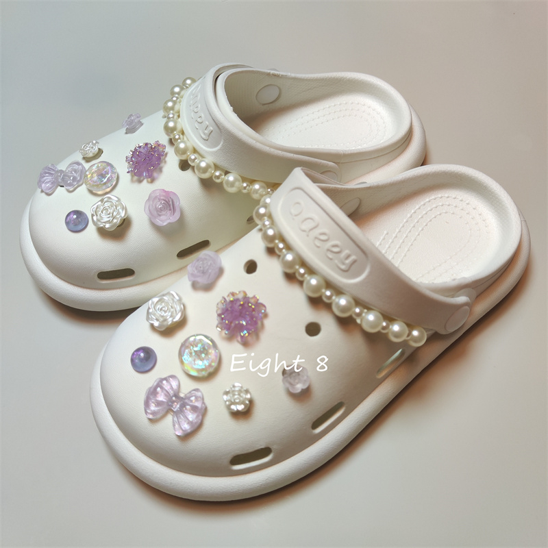 Dream Purple Flower Design Series Crocs Jibbitz Camellia Pearl Chain ...