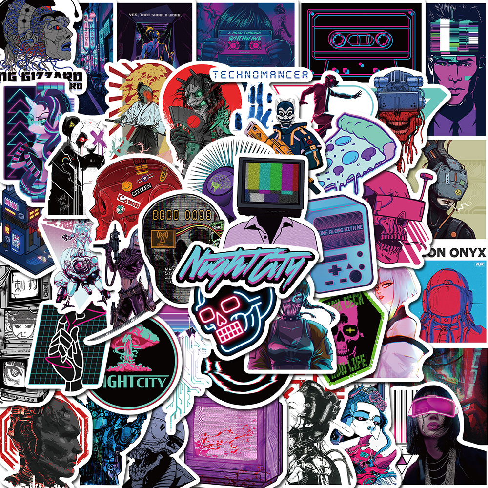 [in stock] 50pcs Harajuku Cyberpunk stickers Phone case laptop Helmet ...