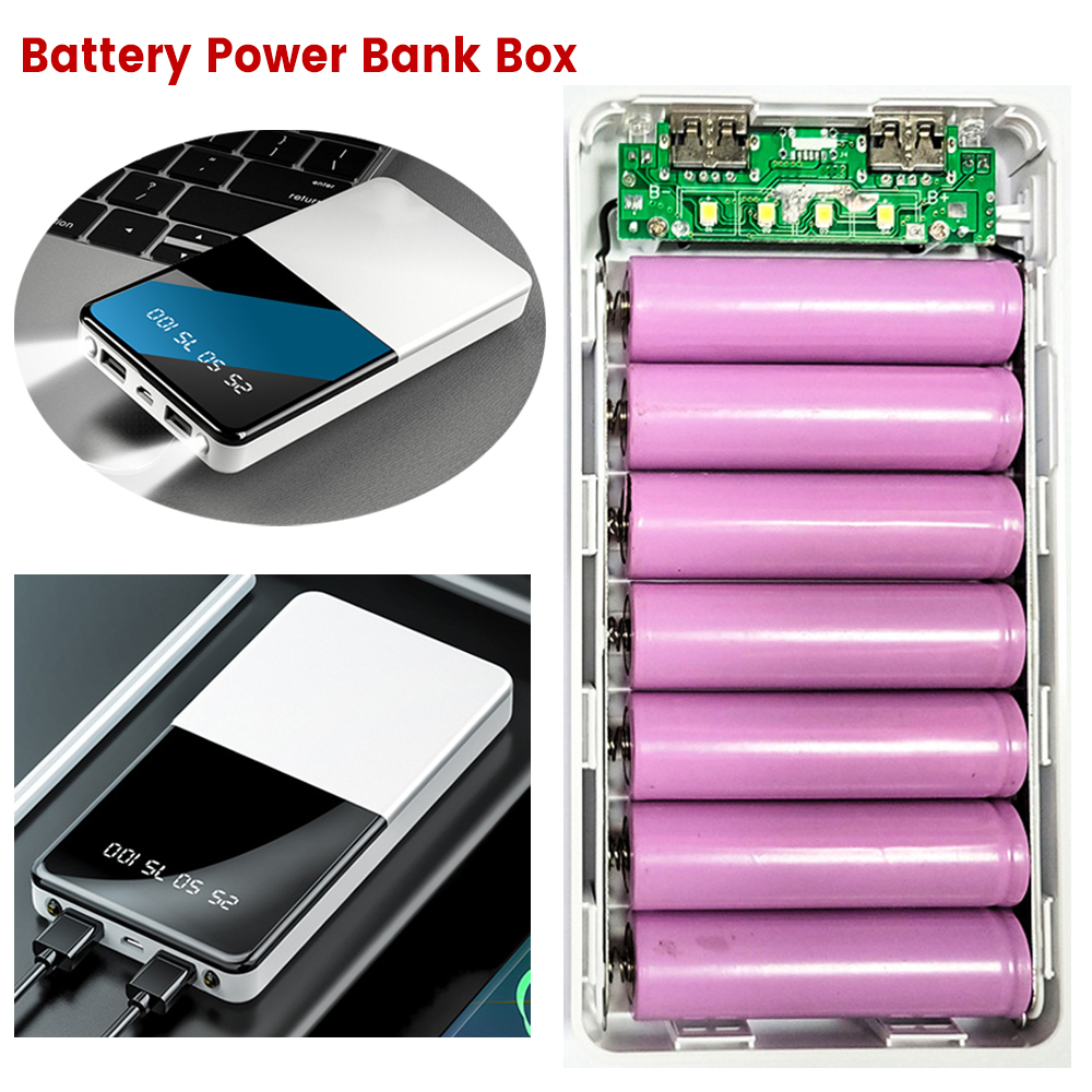 Large Capacity Super Fast Charge 7*18650 Power Bank Storage box USB ...