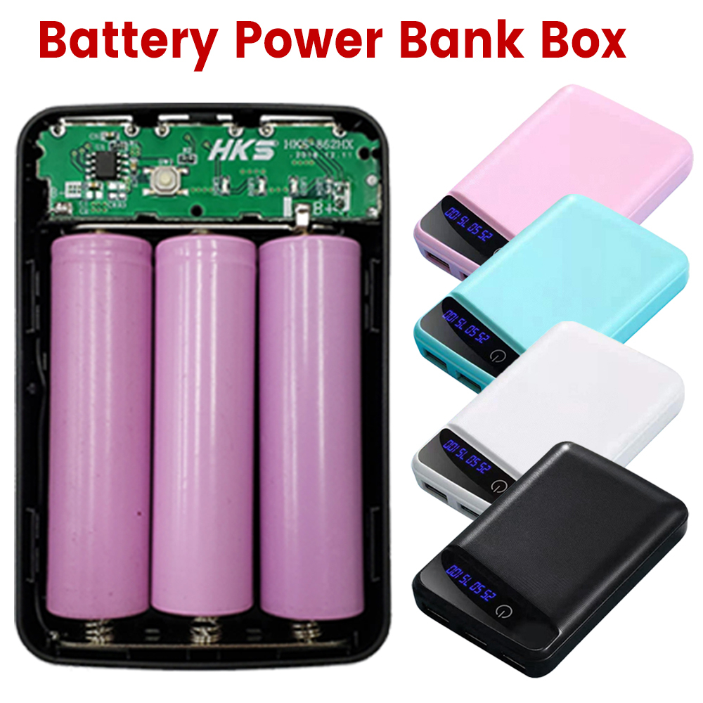 3*18650 DIY Power Bank Case Plastic Shell Box with LCD Display Mobile ...