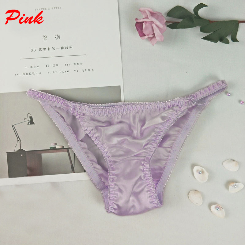 Female 100% Silk Satin Briefs Cute Low-rise Bikinis Underwear Knickers ...