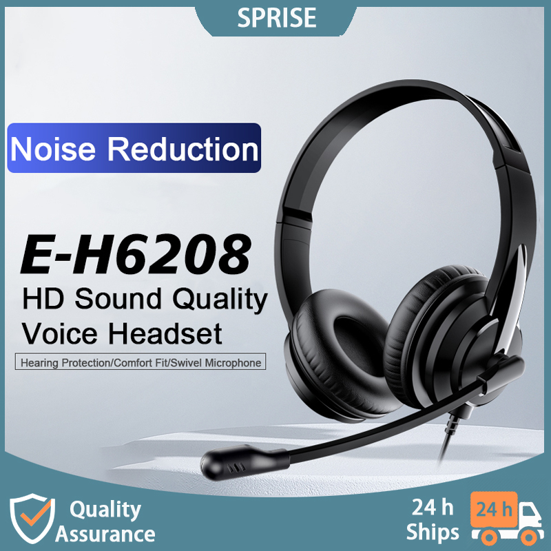 SPRISE Stereo USB Headset Rotating Mic Earphone Noise Cancelling 3.5mm ...