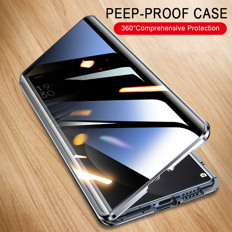 360 Anti Peeping Privacy Double Sided Tempered Glass Case For Oppo Find