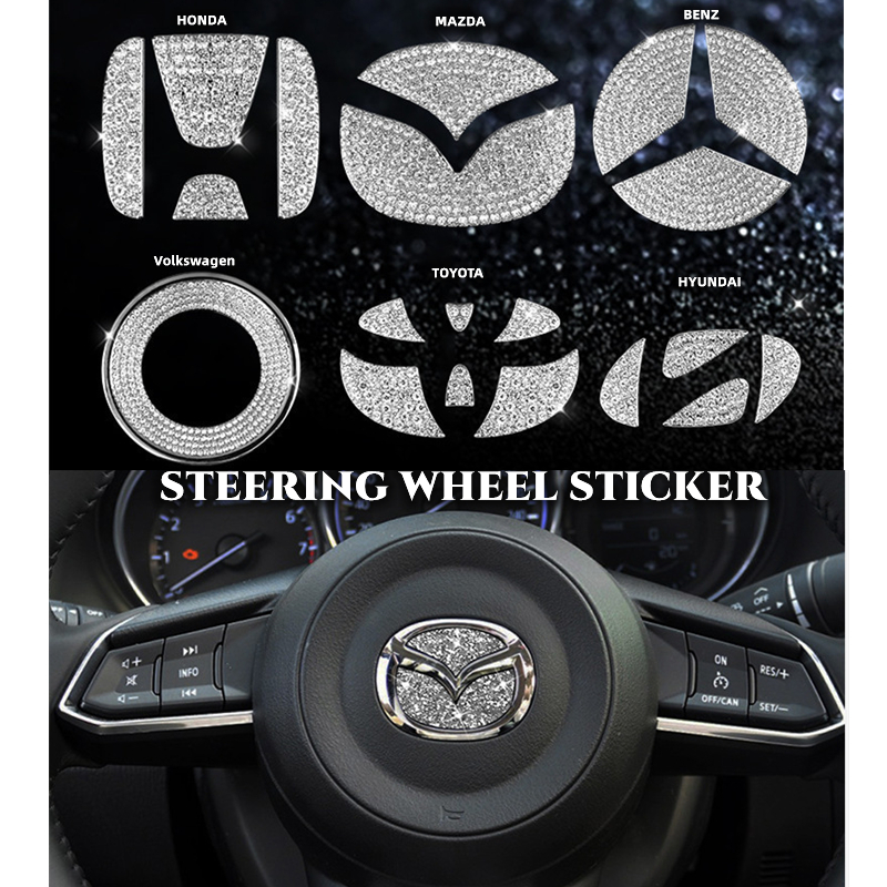 Car Steering Wheel Crystal Badge Bling Decoration Steering Wheel Logo ...