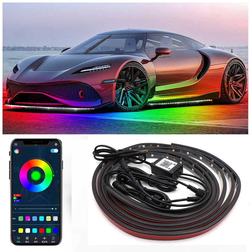 Bluetooth Led Strip Dream Color Car Underglow Light Chasing Rgb Led Ambient Lighting Waterproof ...