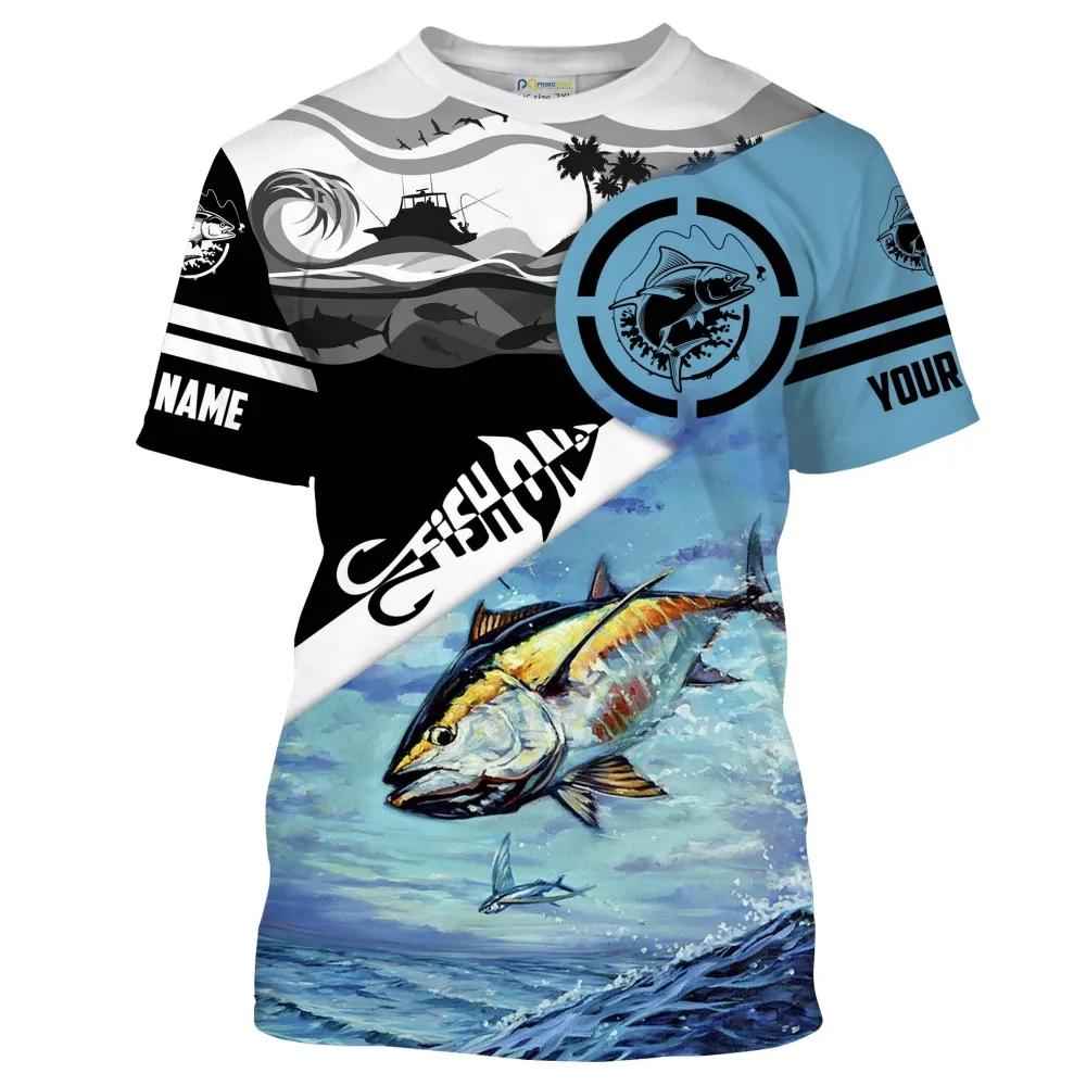 Summer 3D Fish Print T Shirt For Men Outdoor Go Fishing Clothes Casual ...