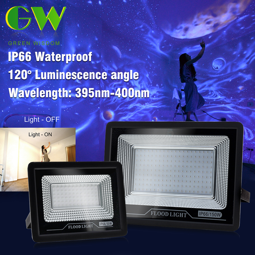 UV LED Flood Light Waterproof Fluorescent Stage Lamp 50W 100W 150W Ultraviolet LED Black Light ...