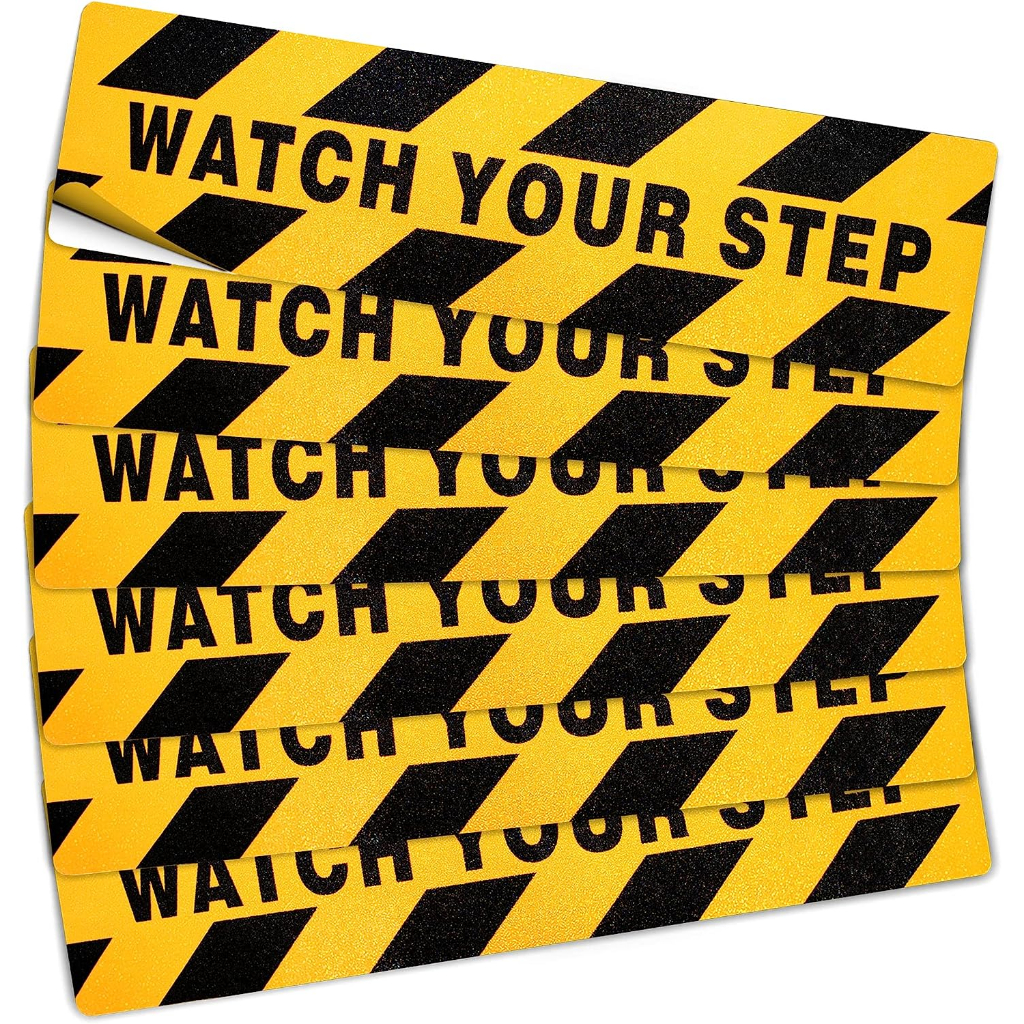 Anley 6Pcs Watch Your Step Floor Decal Stickers 24X6 Inch - Enhance ...