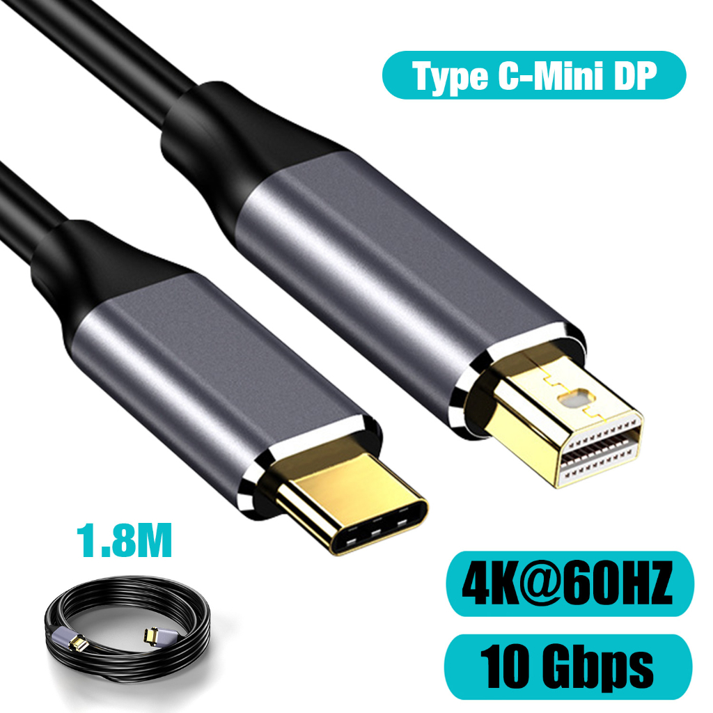 USB 3.1 Type C to Mini DP Cable DisplayPort 1.4 4K 60HZ Converter Cord ...