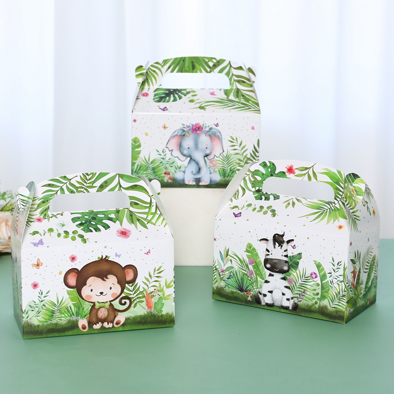 4pcs Safari Theme Portable Box With Stickers Watercolor Jungle Animal ...