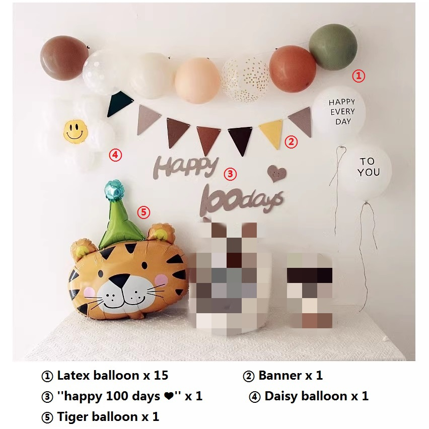 INS Baby Shower Happy 100 Days Banner Set Babe Full One Month Balloon ...