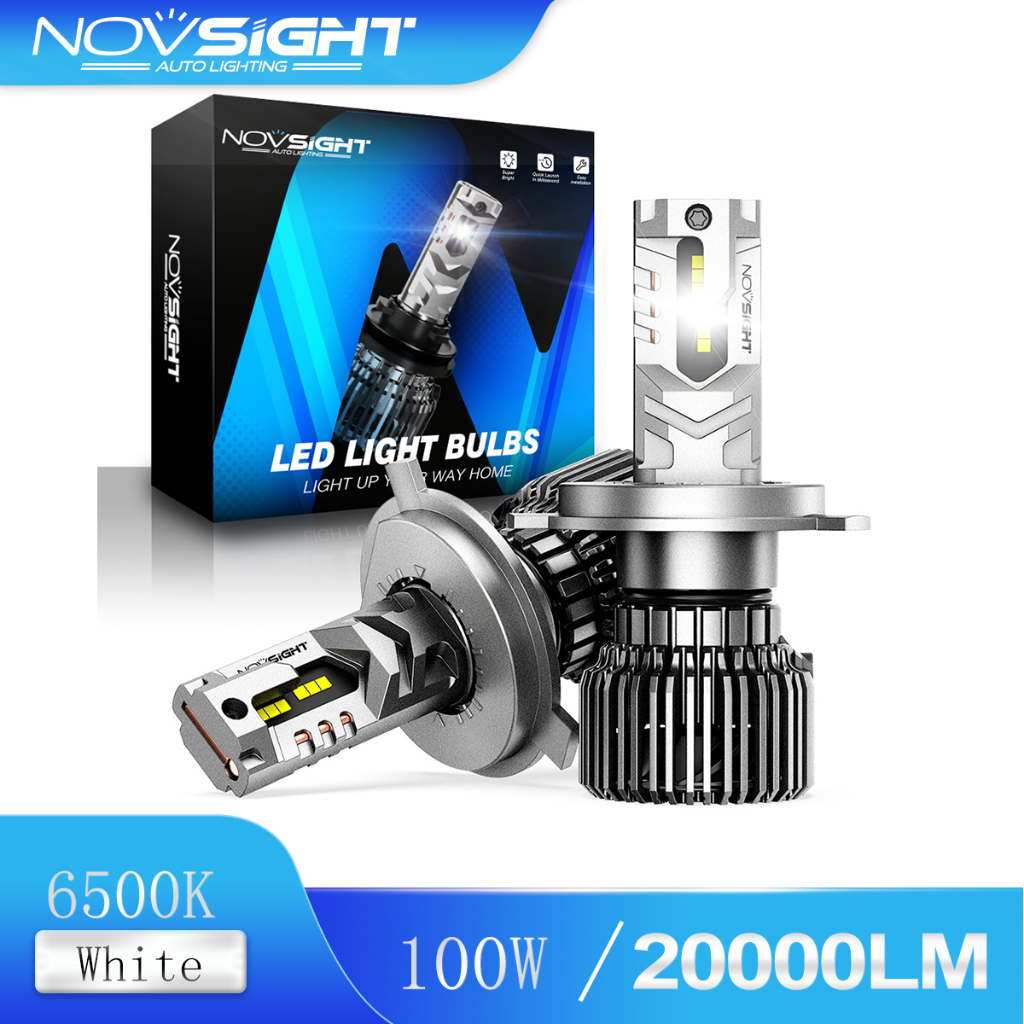 Novsight N75 Car H4 LED Headlight 9003 HB2 headlamp 100W 20000LM 6500K ...