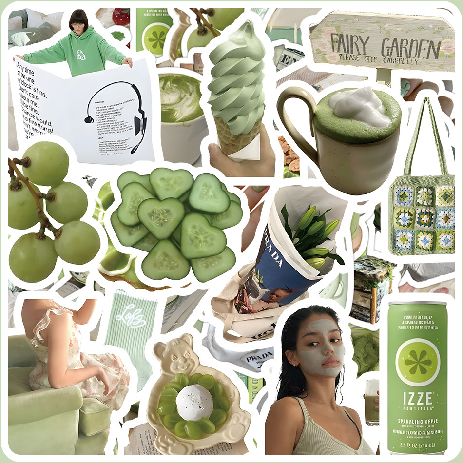 60PCS Korean Nordic Minimalist Ins Green Material Stickers For Luggage ...