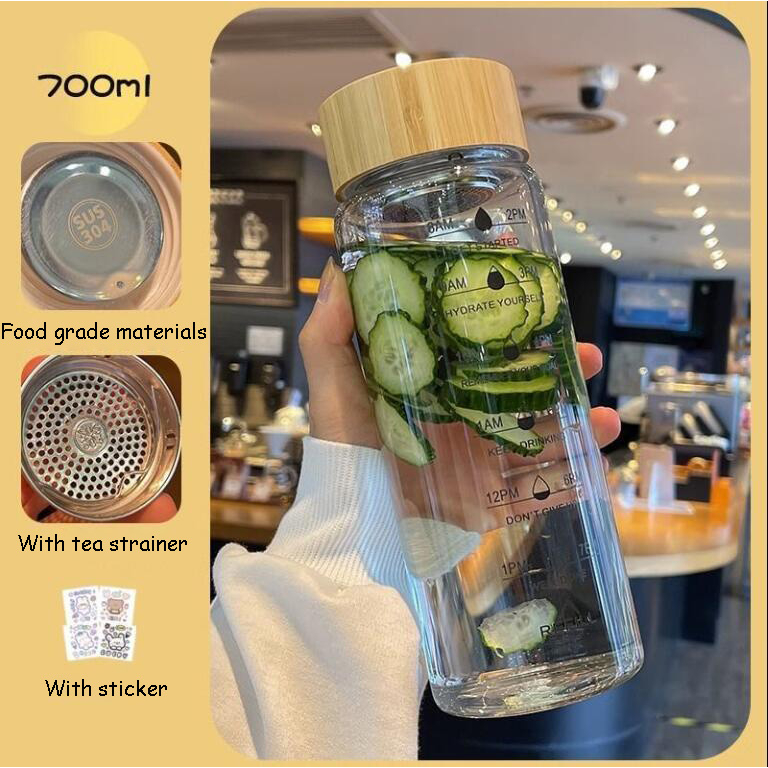 1000ml ins Style Large Capacity Cup Glass Water Bottle Heat-Insulating Tea Cup Straigh Drinking ...